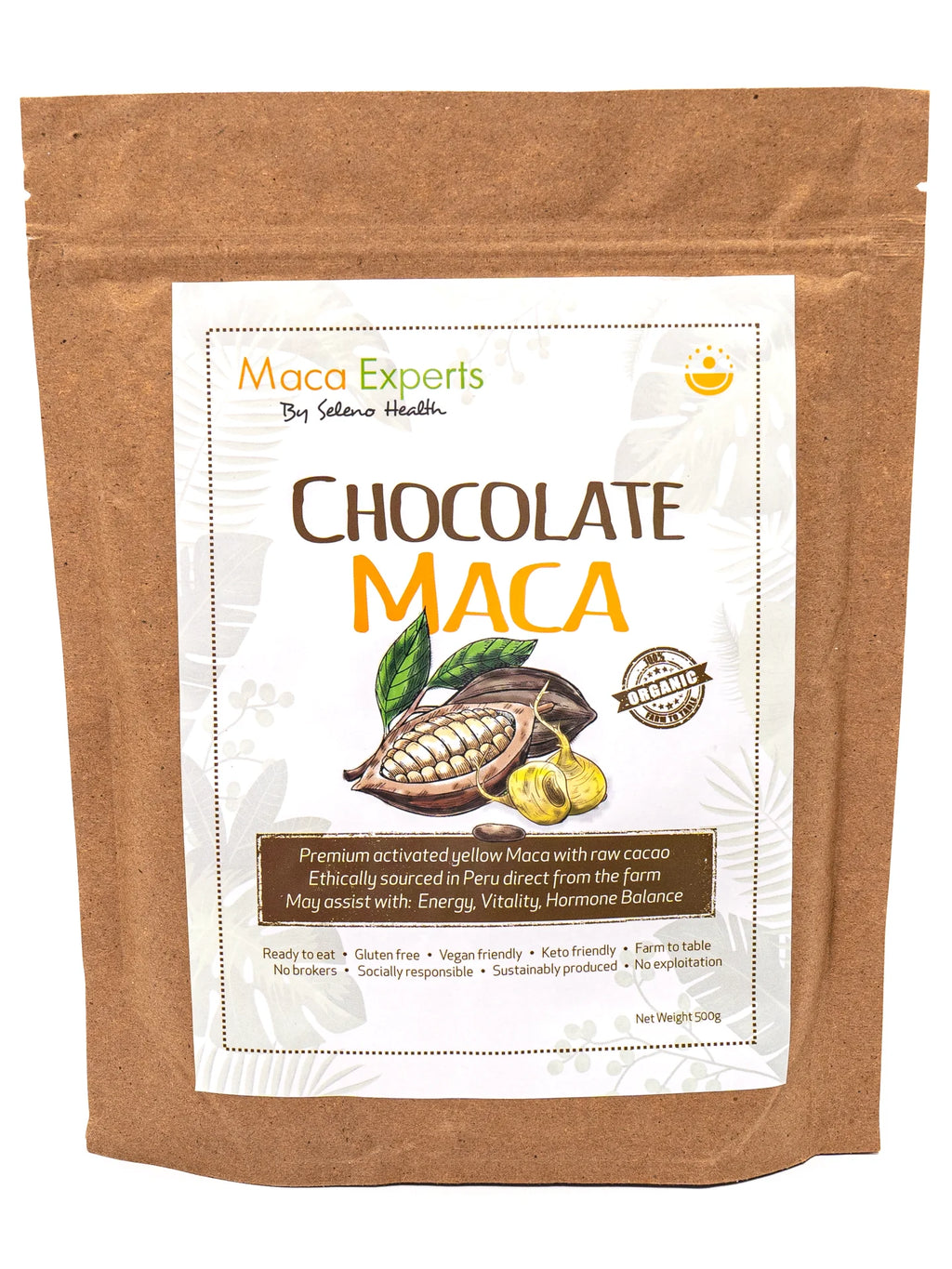 Organic Activated Chocolate Maca Powder - 500G - Seleno Health – Rumi ...
